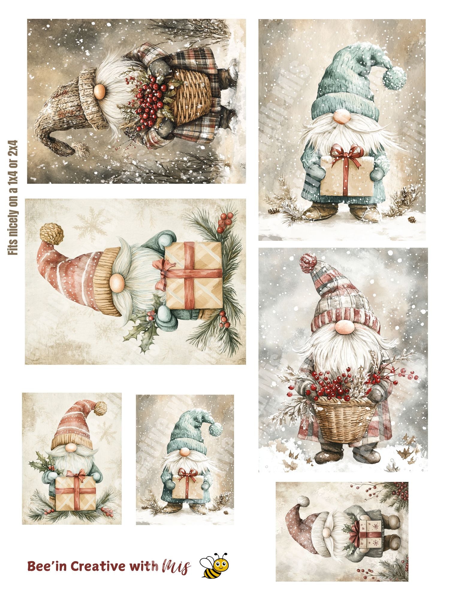 Gnome Winter Assorted Canvas Project Sheet Small Sizes – Bee'in ...