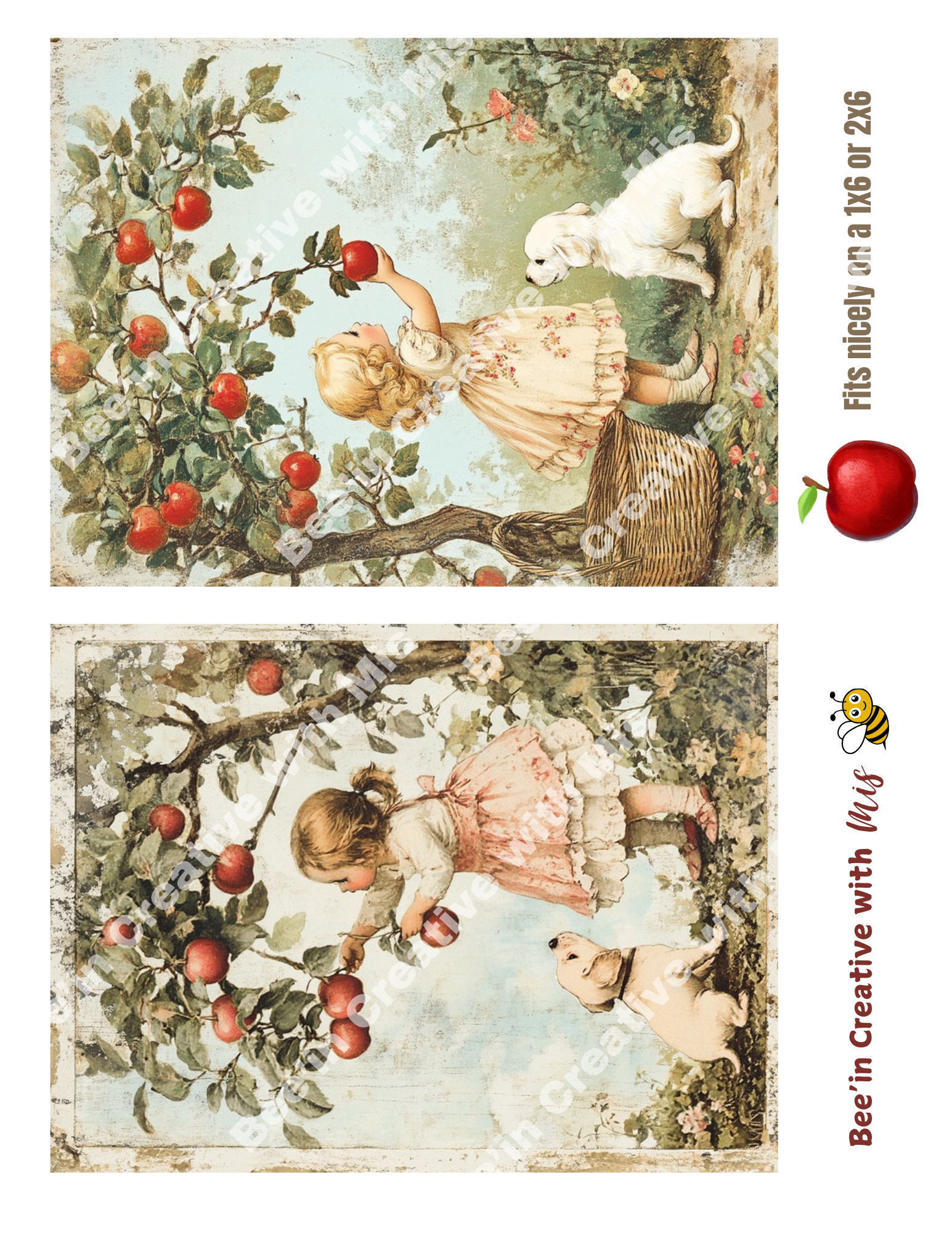 Apple Picking Girl and dog 1x6 2x6 Canvas Project Sheet I'd Pick You S ...